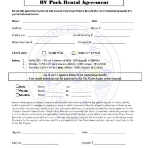 RV rental agreement – City of Thorne Bay